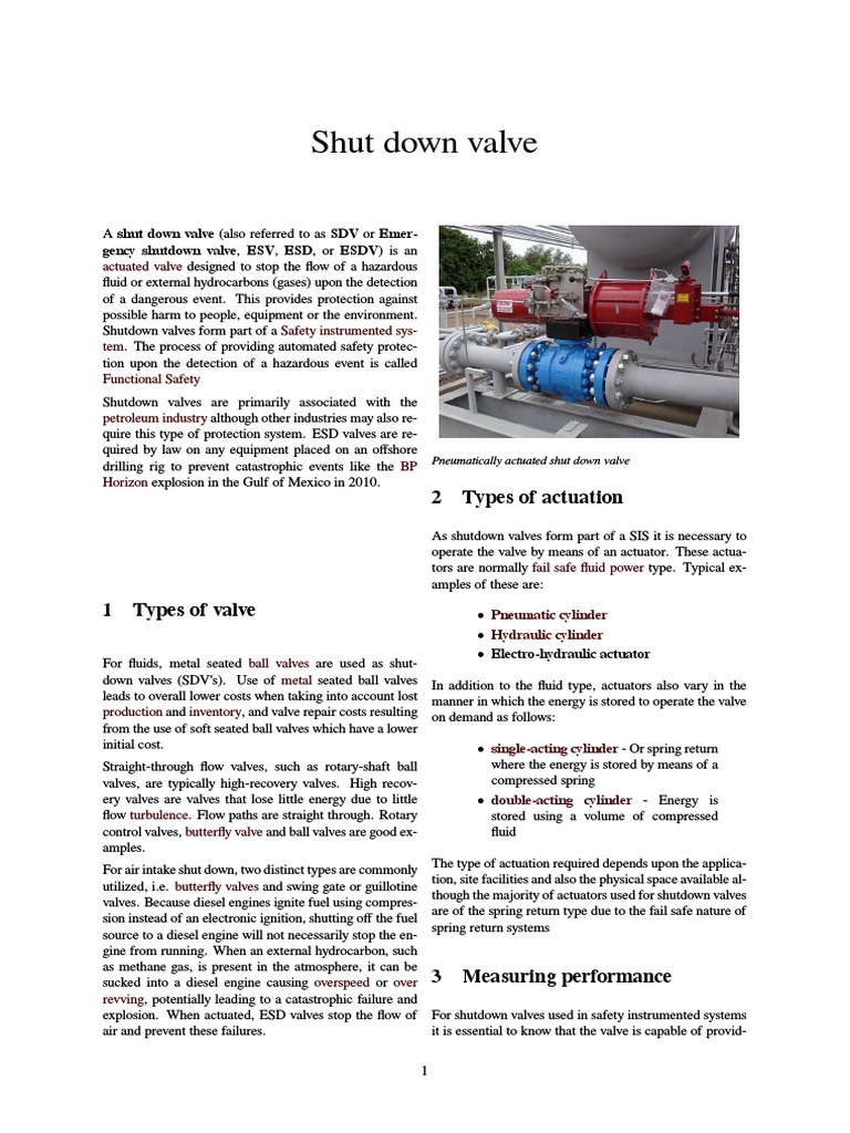 Shut Down Valve | Download Free PDF | Gas Technologies | Mechanical ...