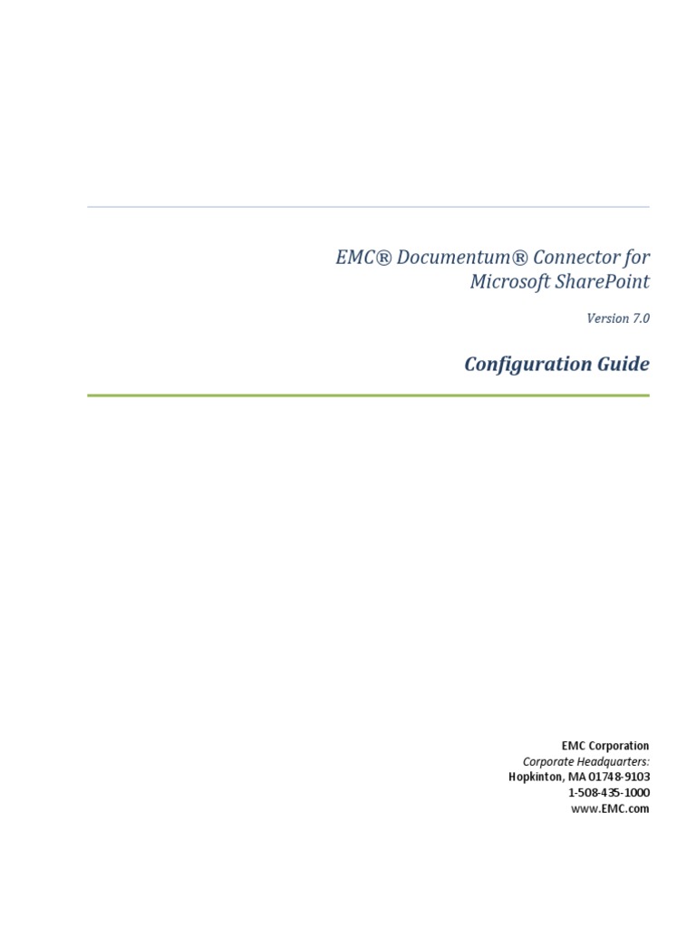Documentum Connector For Microsoft SharePoint 7.0 Configuration Guide | PDF | Share Point ...