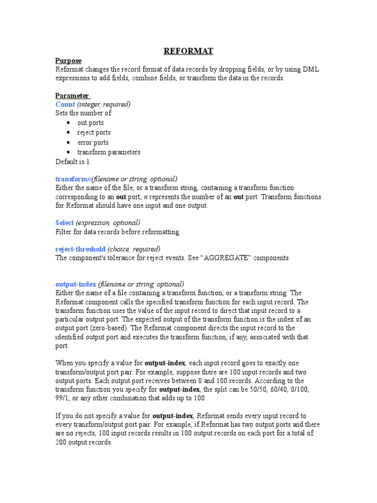 Reformat and Multi Reformat | PDF | Parameter (Computer Programming ...