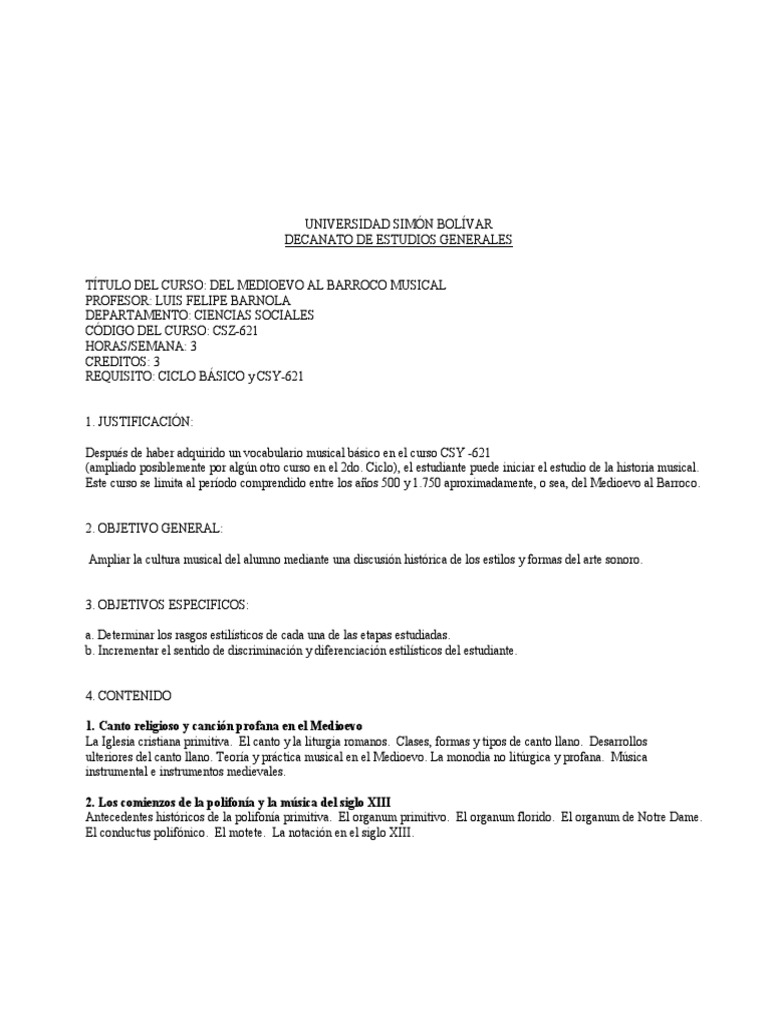 Del Medioevo Al Barroco Musical | PDF | Musica barroca | Johann ...