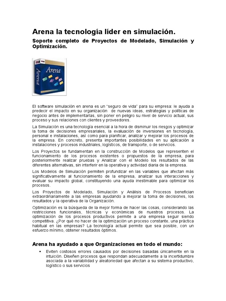 Conceptos Del Software Arena | PDF | Logística | Simulación