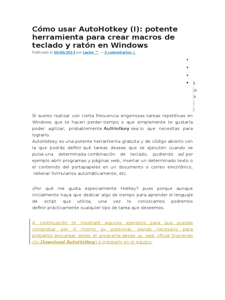 Auto Hot Key | PDF | Point and Click | Macro (informática)