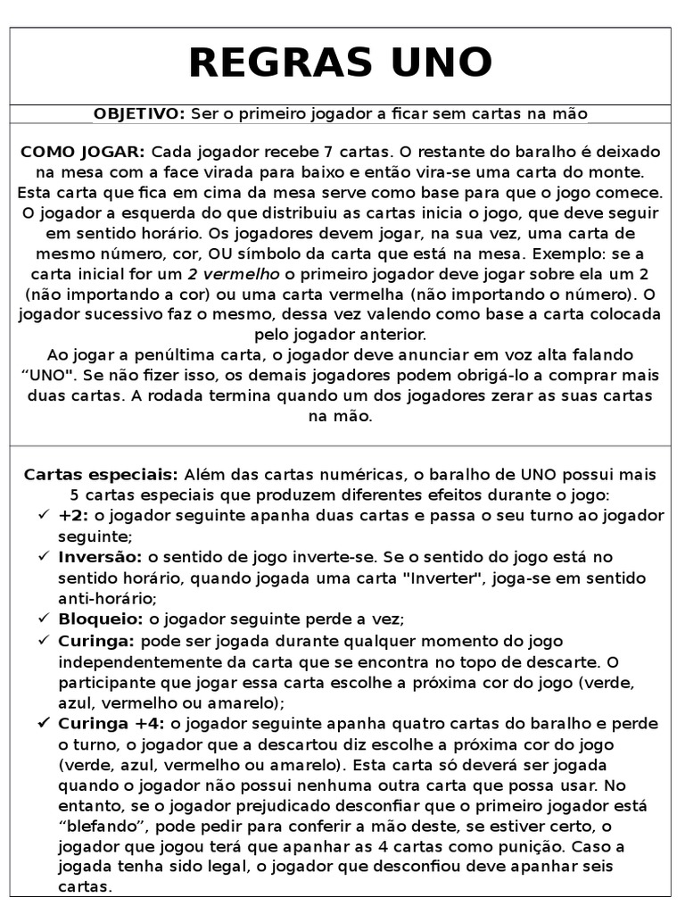 Regras Uno | Jogos de Tabuleiro Tradicionais | Jogos De Habilidade Mental