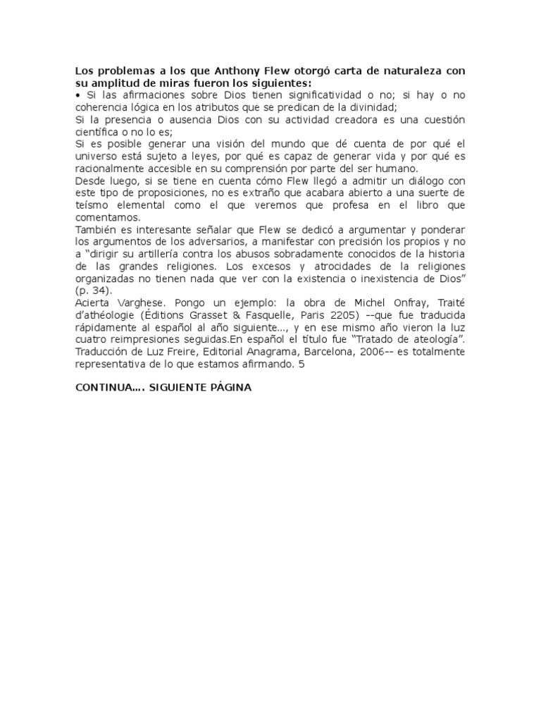 Anthony Flew Dios Existe | PDF | Existencia | Filosofía