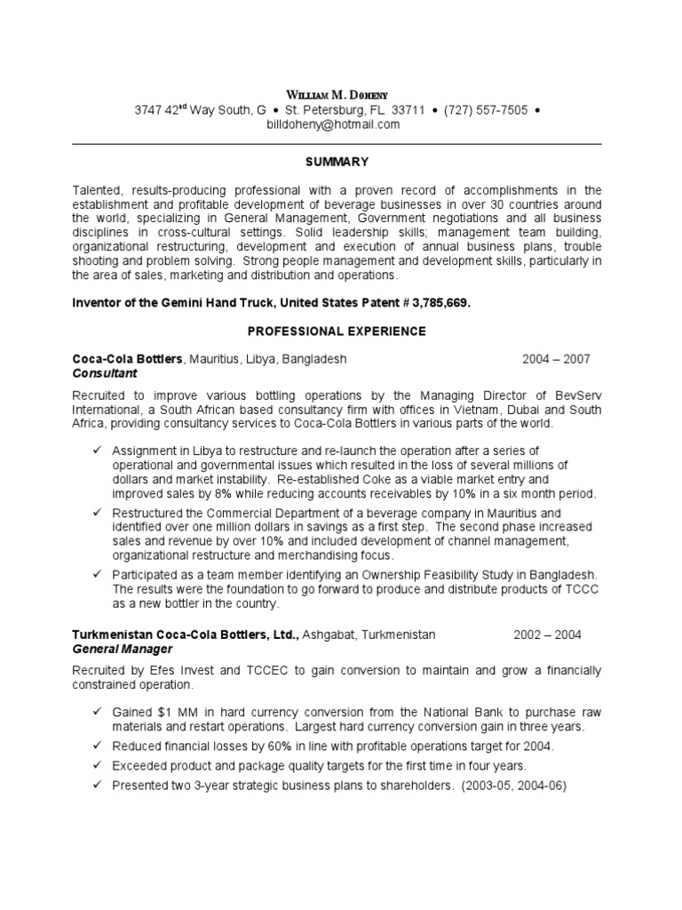 WMD Resume | PDF | Coca Cola | The Coca Cola Company