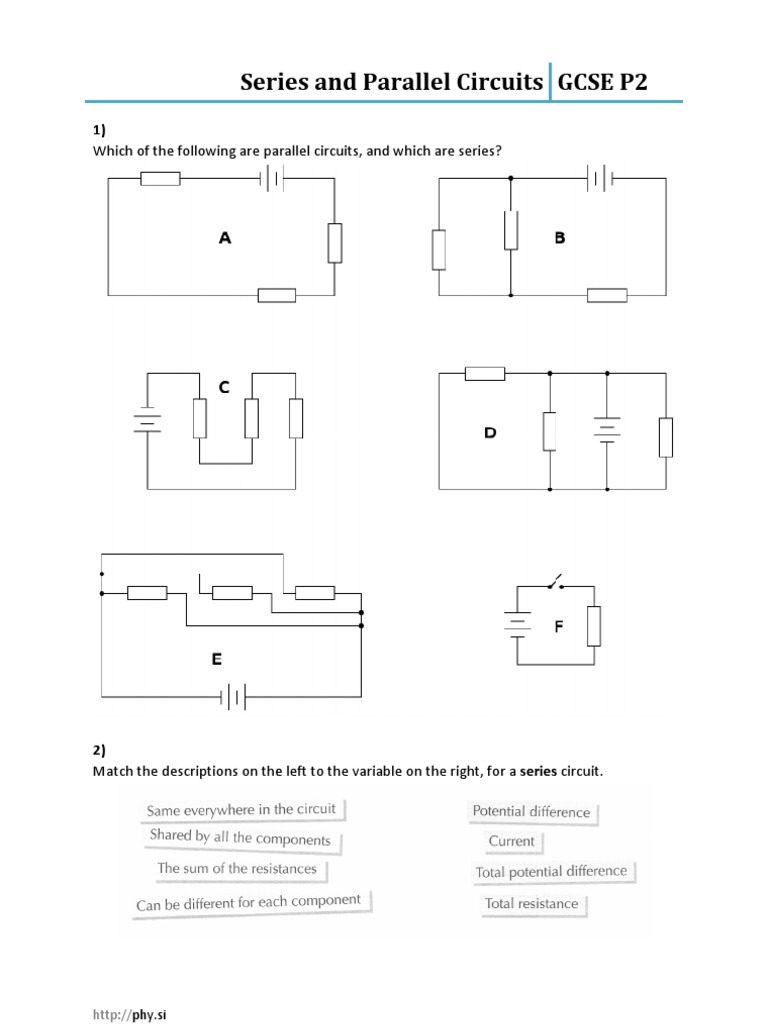 Series and Parallel Circuit Questions | PDF | Series And Parallel ...