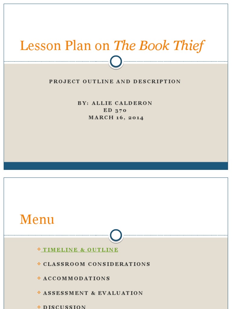 Lesson Plan for Teaching The Book Thief | PDF | Educational Assessment ...