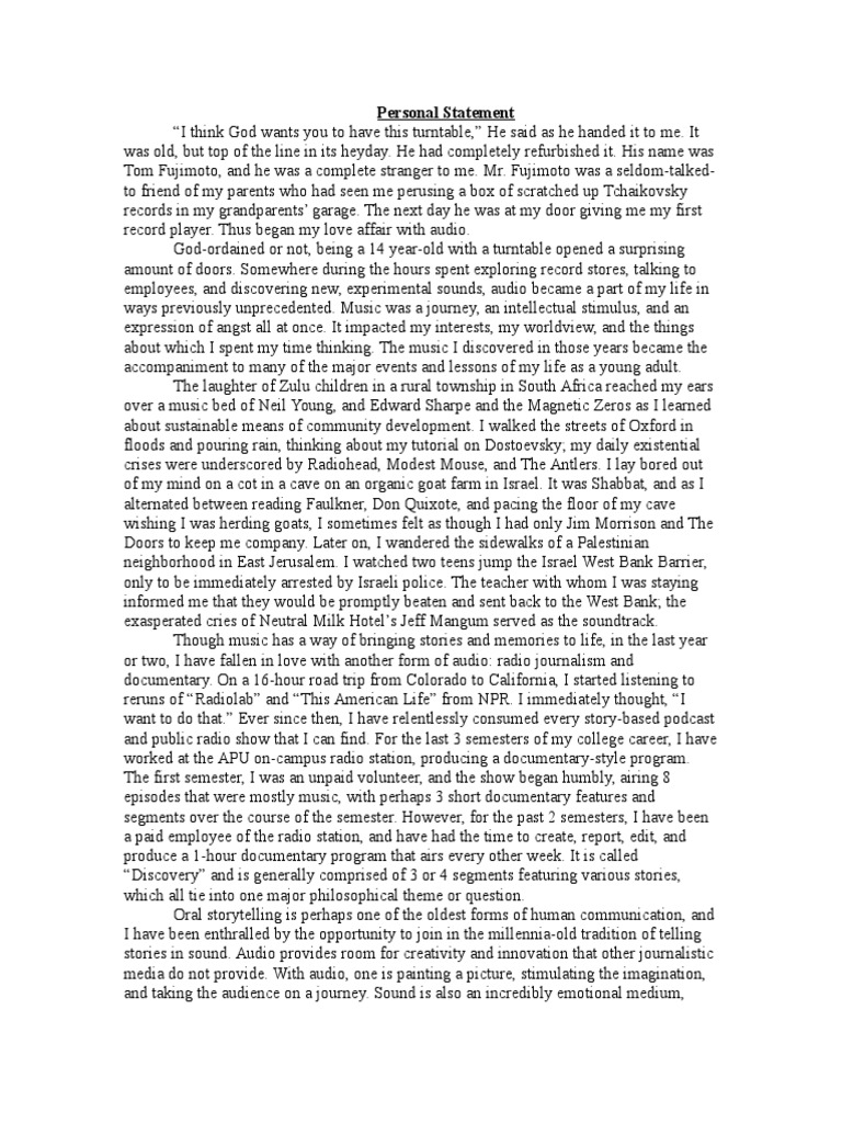 Goldsmiths University of London Personal Statement | PDF | Journalism | Narrative