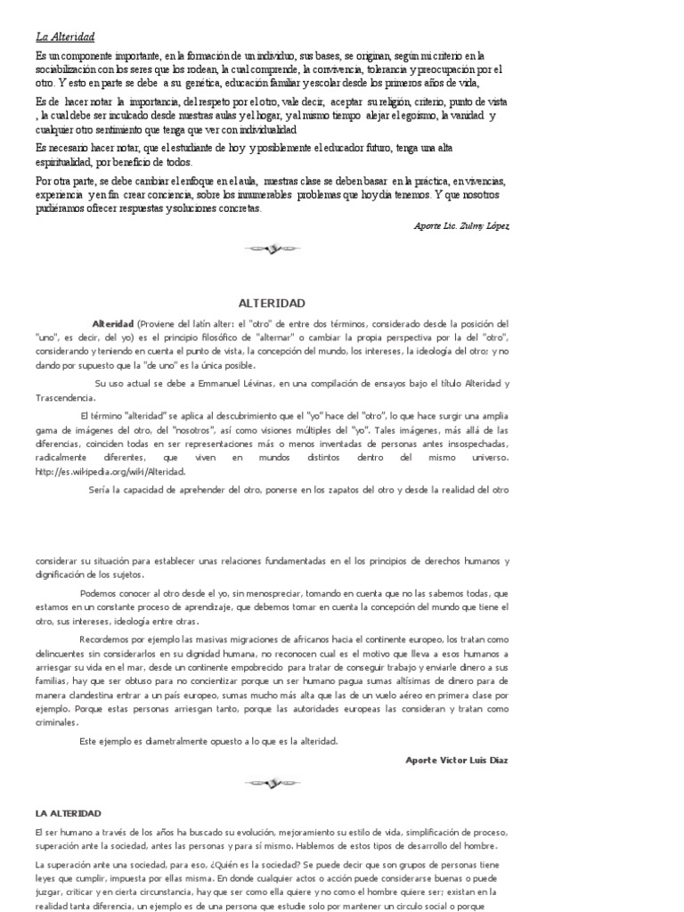 Alteridad - Desarrollo Humano | PDF | Ideologías | Tolerancia