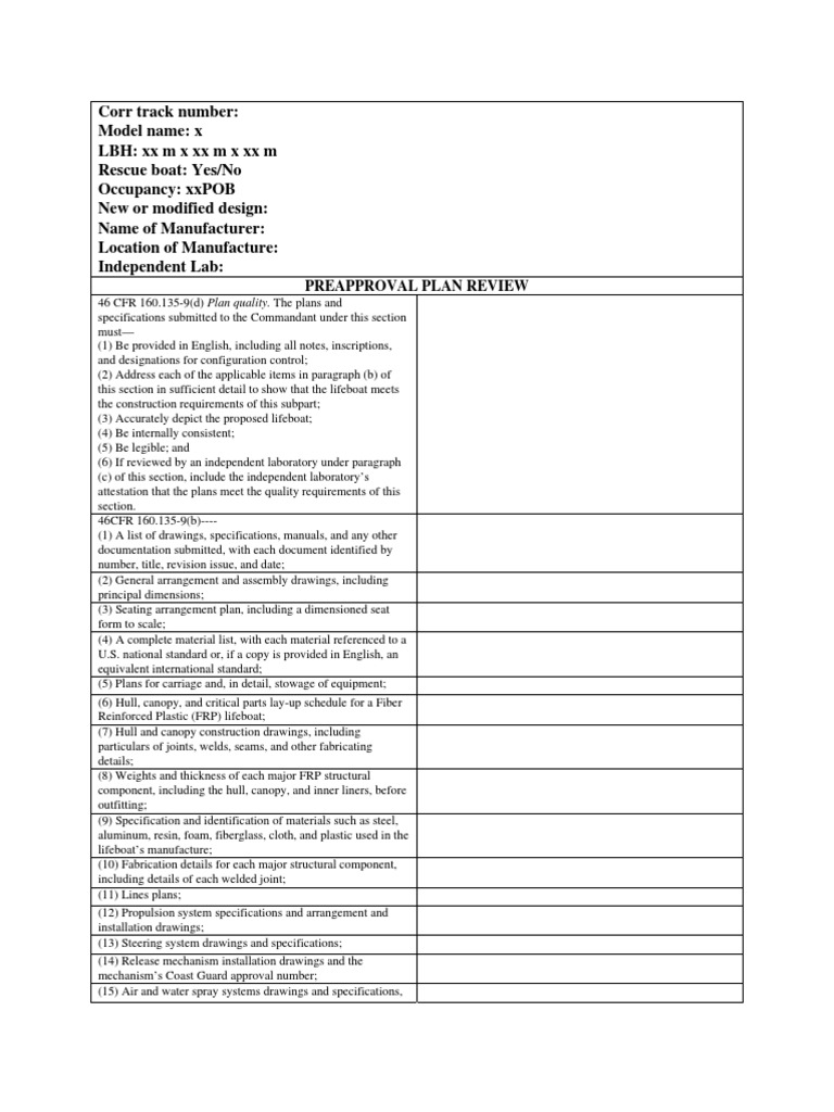 Lifeboat Checklist | PDF | Fiberglass | Rudder