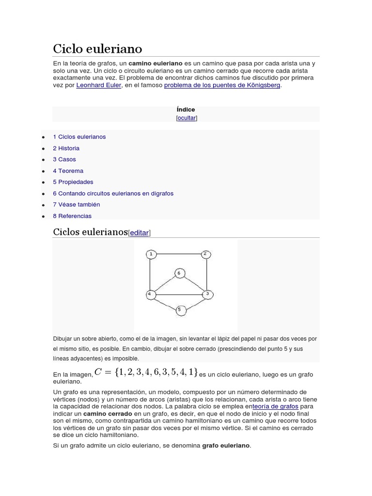 Ciclo euleriano en teoría de grafos | PDF | Informática teórica | Conceptos matemáticos