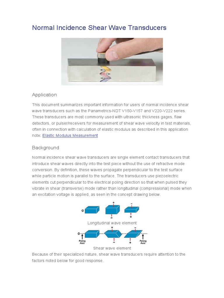 Normal Incidence Shear Wave Transducers | PDF | Normal Mode | Waves
