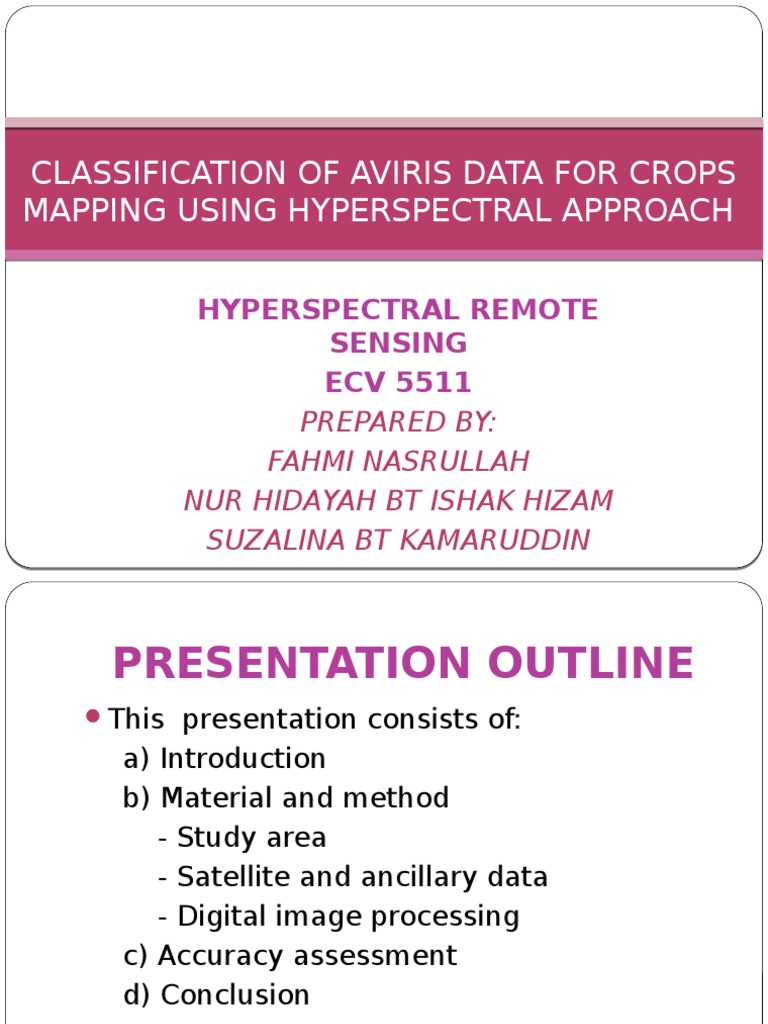 Classification of Aviris Data For Crops Mapping Using | PDF | Optics | Electromagnetic Radiation