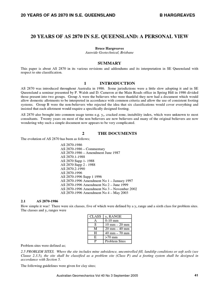 AS 2870: 20 Years in SE Queensland | PDF | Geotechnical Engineering ...