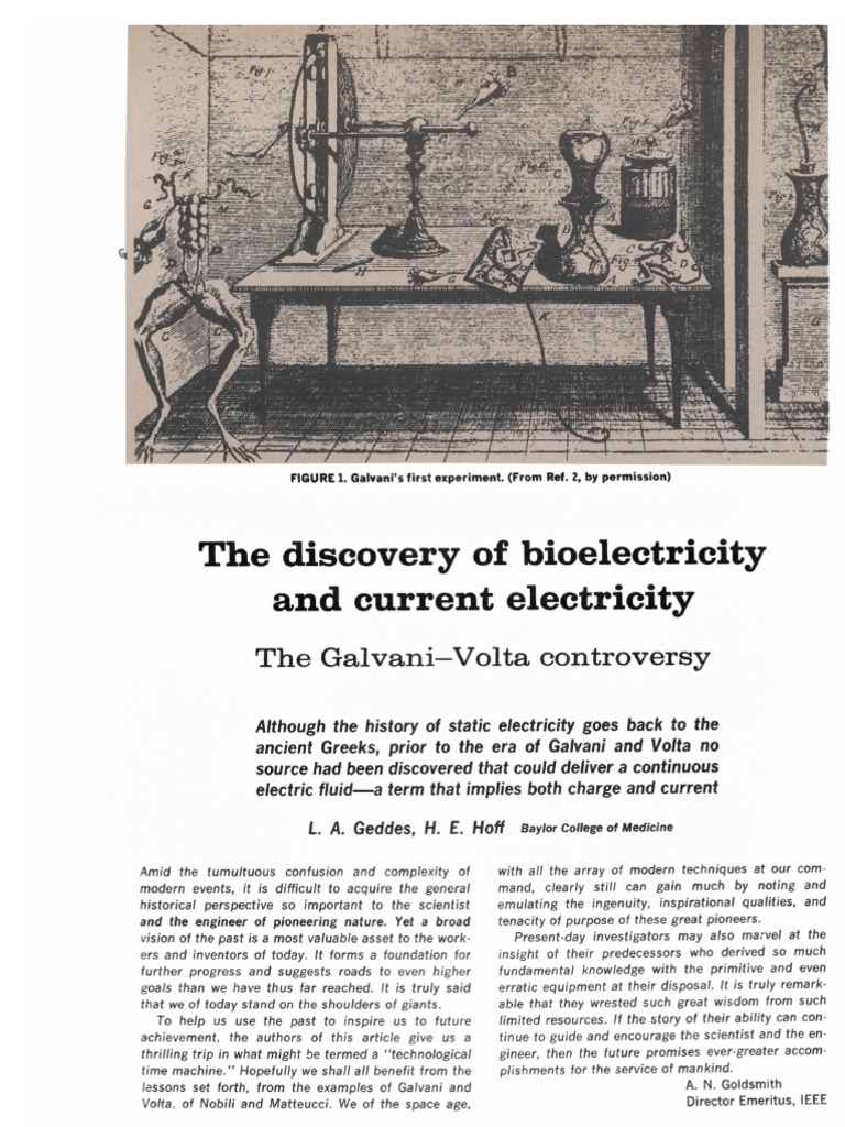 The Discovery of Biolelectricity and Current Electricity | PDF ...