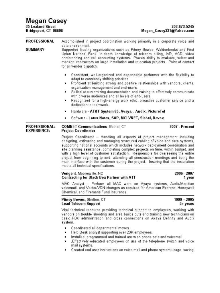 Megan Casey Telecom Resume | PDF | Voicemail | Telephone