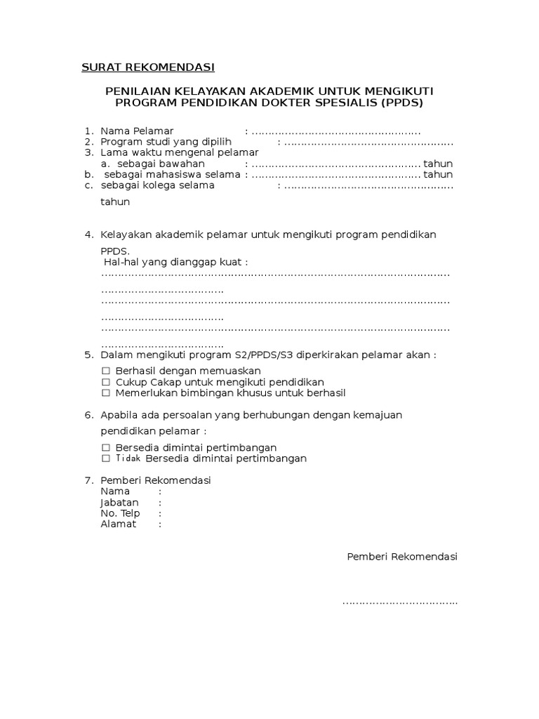 Format Surat Rekomendasi Dokter Spesialis - Delinewstv