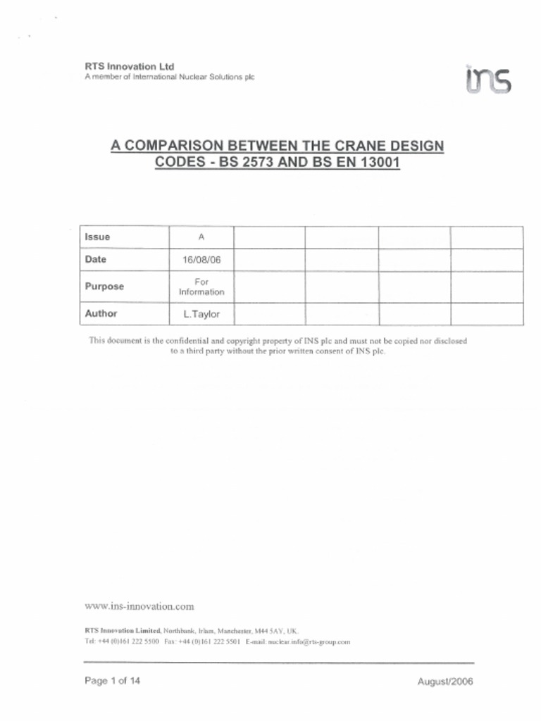 A Comparison Between The Crane Design Codes - BS 2573 and BS en 13001 | PDF