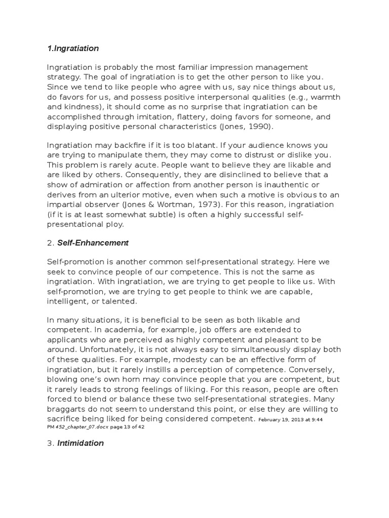 Self Presentation Strategies | PDF | Psychological Attitude ...