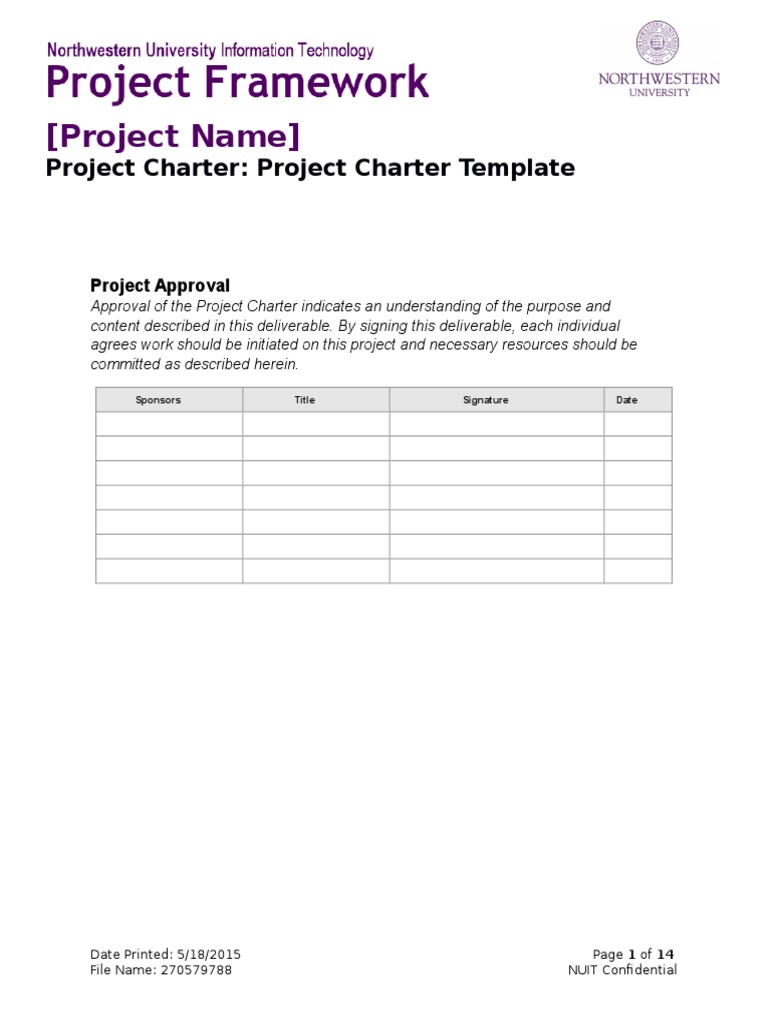 Project Charter Template v071611 | PDF | Project Management | Human ...