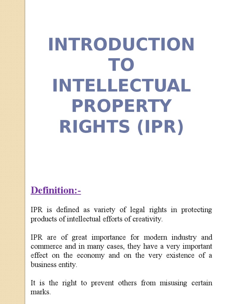 Introduction to IPR | Intellectual Property | Ownership