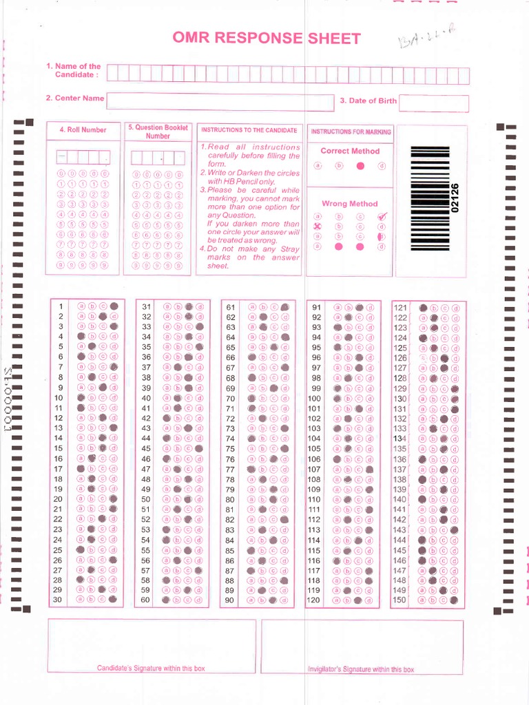 OMR Response Sheet Instructions | PDF
