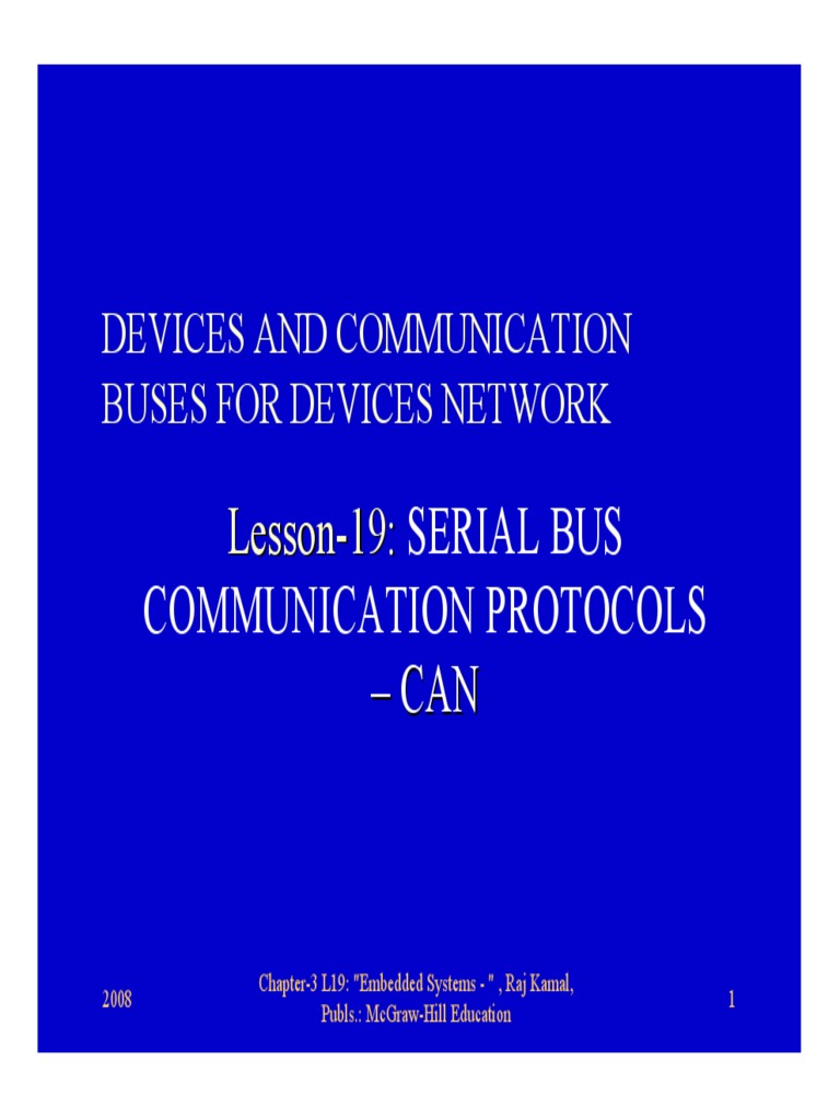 Serial Bus Communication Protocols - CAN: Lesson - 19 | PDF