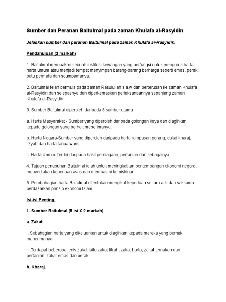 Sumber & Peranan Baitulmal | PDF