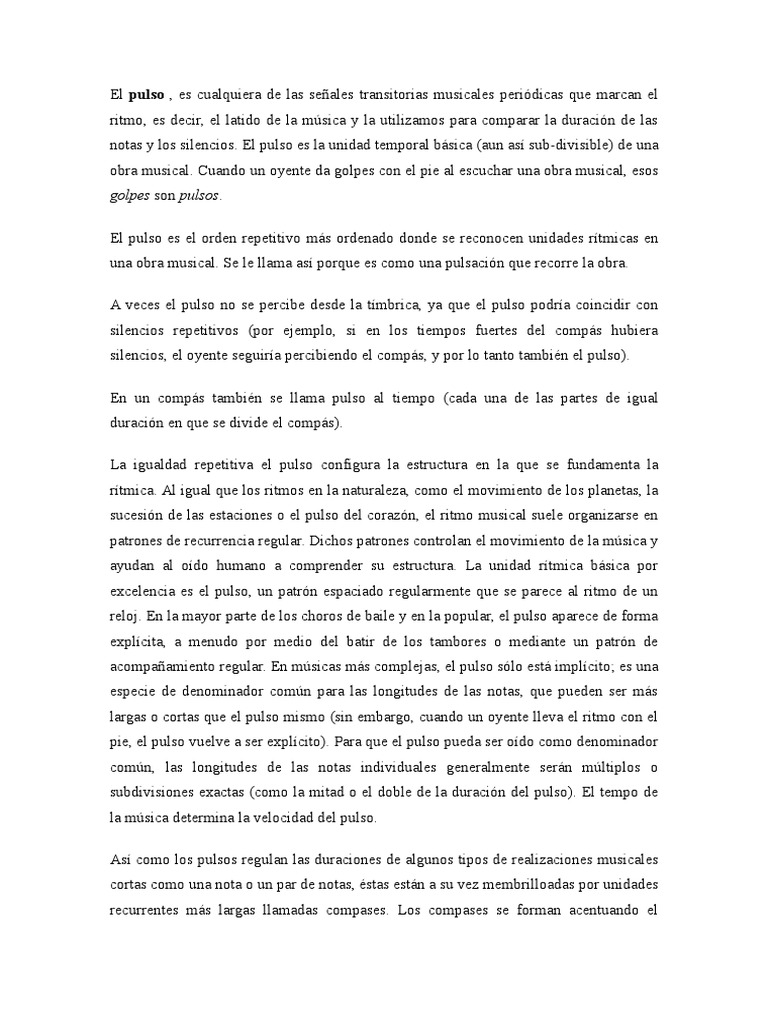 El Pulso Musical y su Estructura | PDF | Ritmo | Notación musical