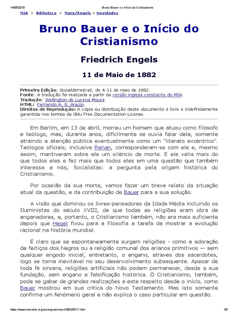 Bruno Bauer e o Início Do Cristianismo | PDF | Cristianismo Primitivo ...