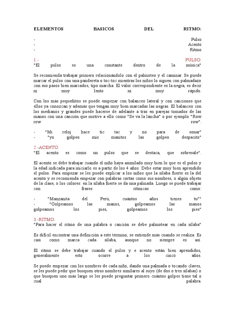 Elementos Del Ritmo | PDF | Ritmo | Sonido