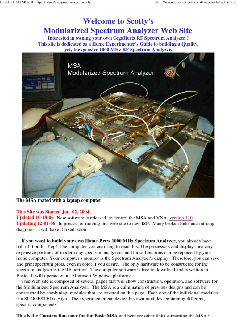 Inexpensive 1000 MHz RF Spectrum Analyzer | PDF | Amplifier | Analog To ...