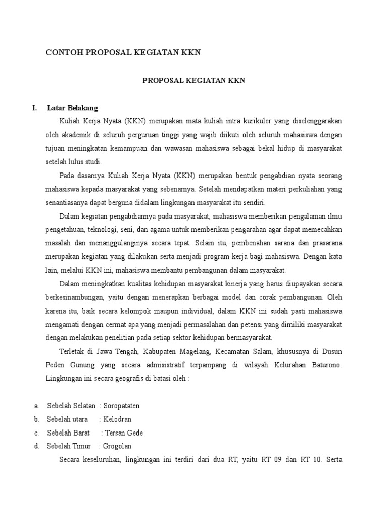 Contoh Proposal Kegiatan KKN | PDF