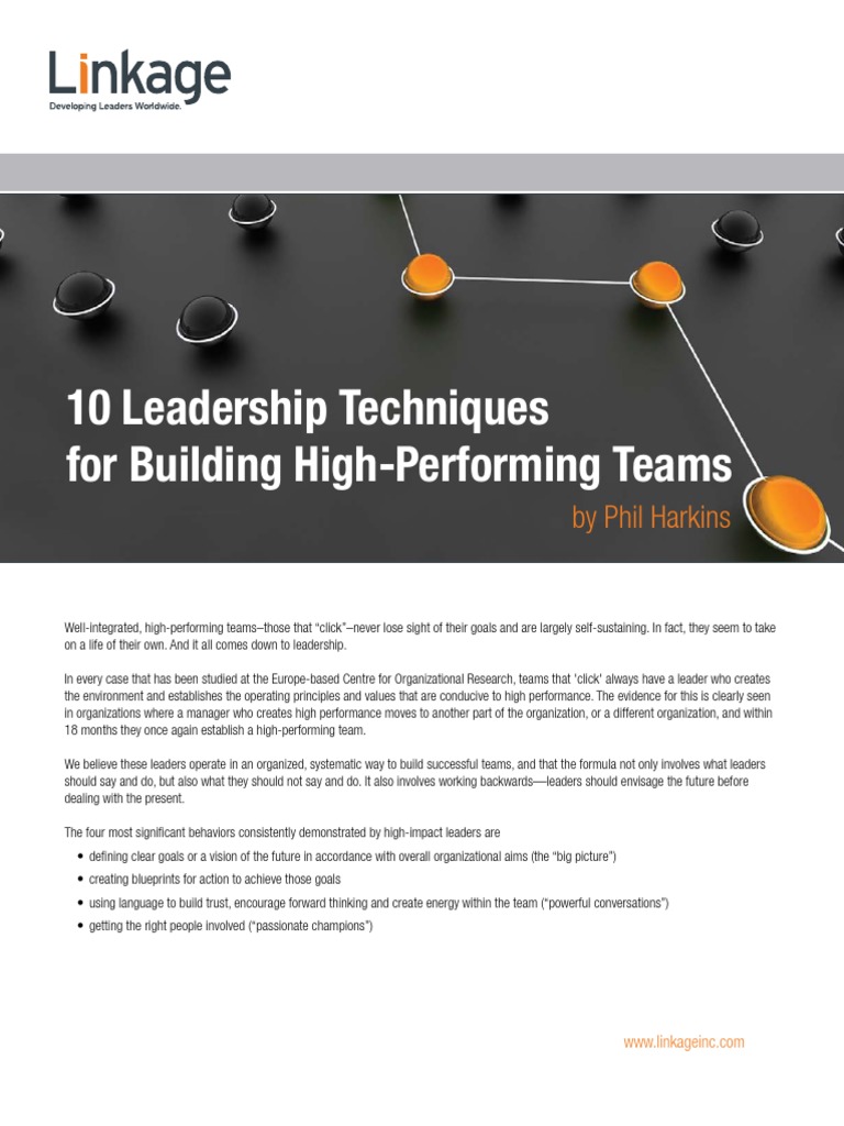 10 Leadership Techniques For Building High Performing Teams | PDF ...