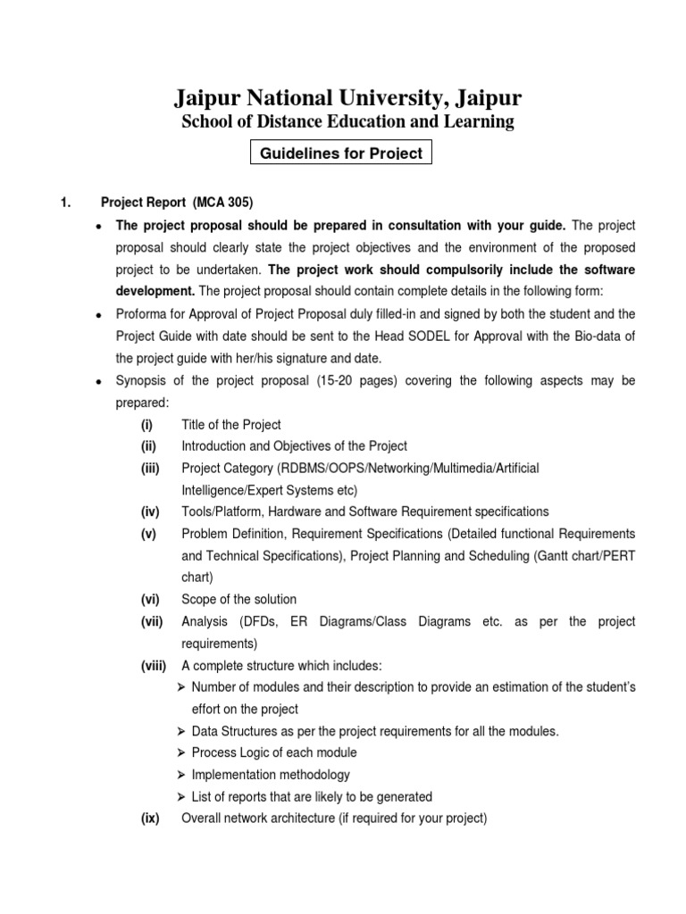 MCA Final Year Project Guidelines | PDF | Documentation | Specification ...