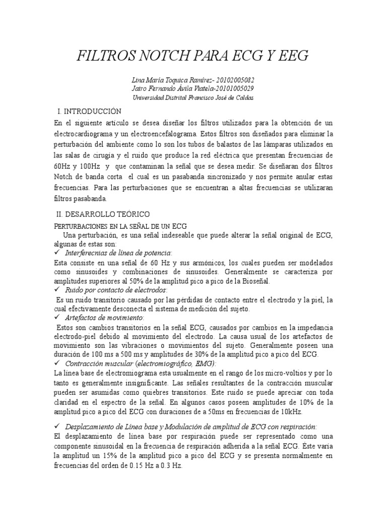 Filtros Notch para Ecg y Eeg | PDF | Electrocardiografia | Electromiografia