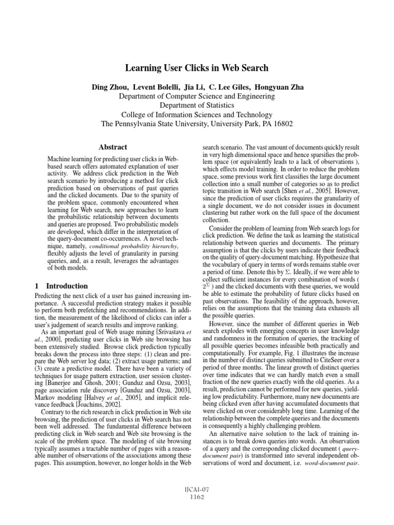 Learning User Clicks | PDF | Information Retrieval | Prediction