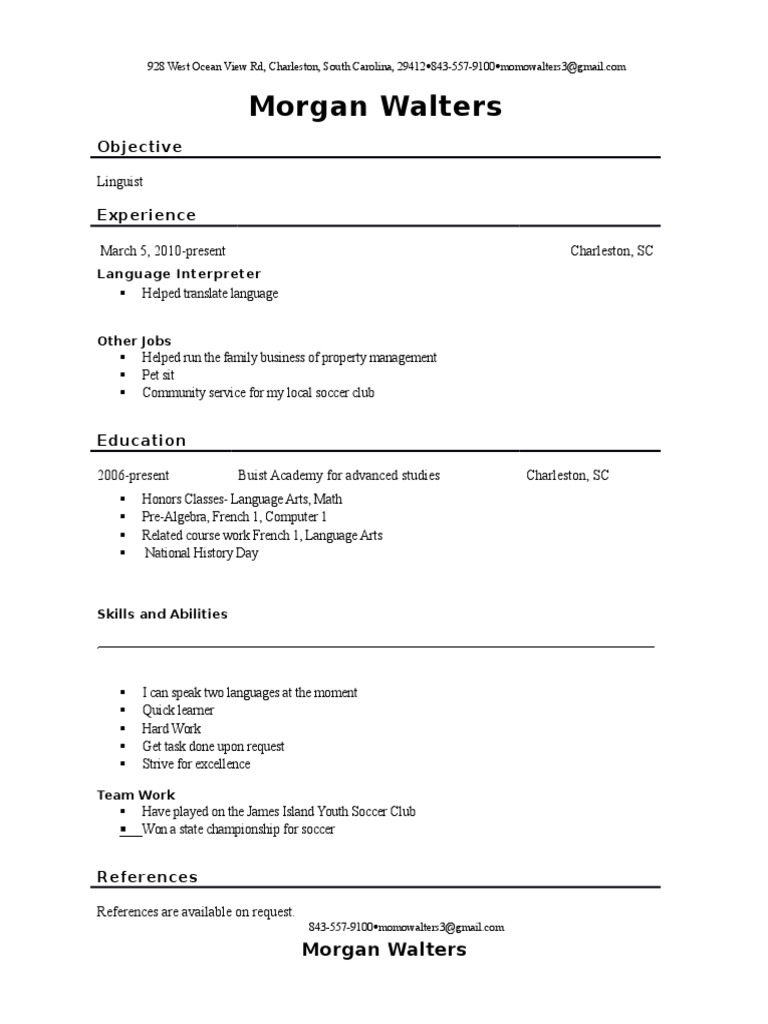 Linguist Resume: Morgan Walters | PDF | Career & Growth