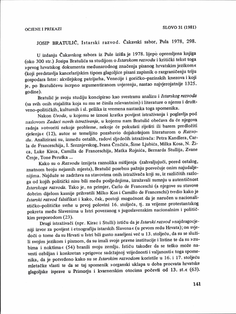 Istarski Razvod 1978 Bratulić | PDF