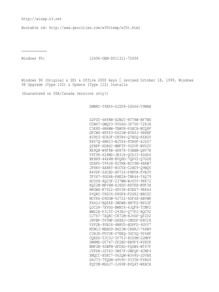 Microsoft Product Keys and Cracks | PDF | Windows Registry | Windows Xp