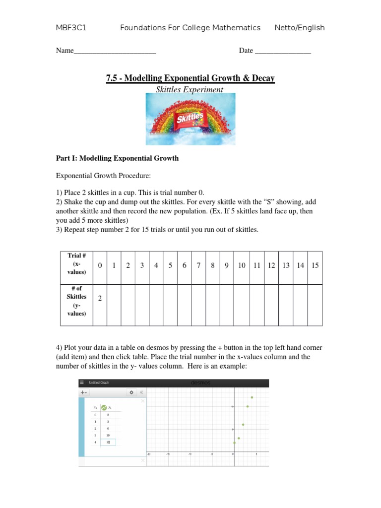 Skittles Exponential Growth & Decay | PDF