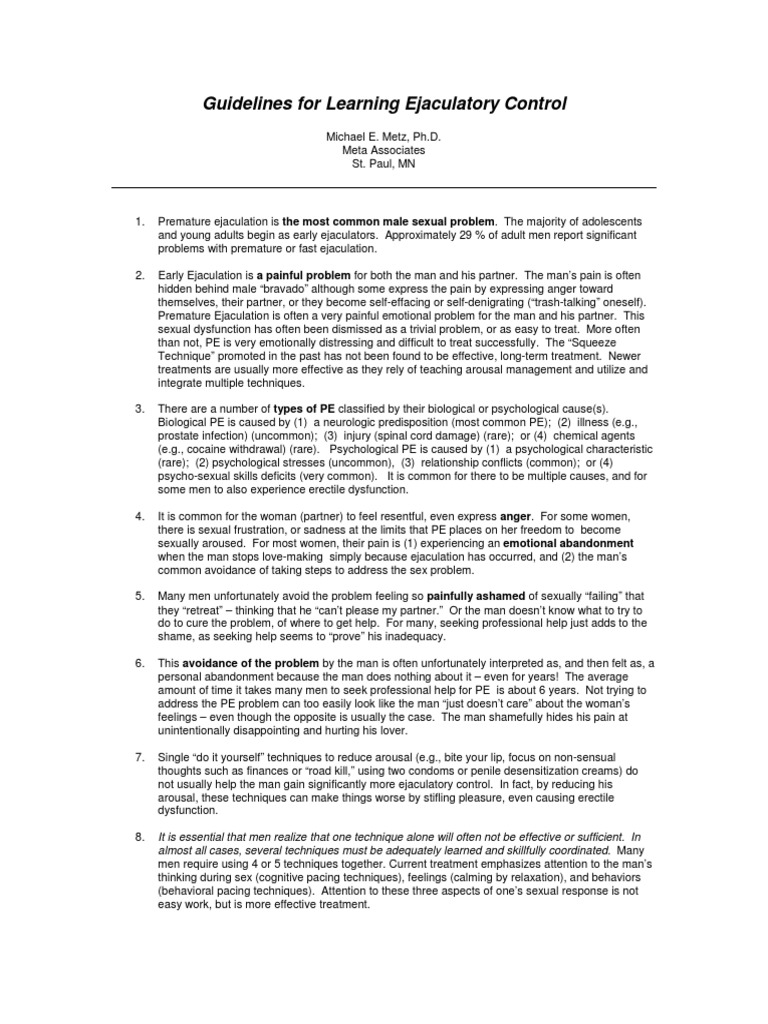 Learn Ejaculatory Control in 4 Easy Steps | PDF | Sexual Arousal ...