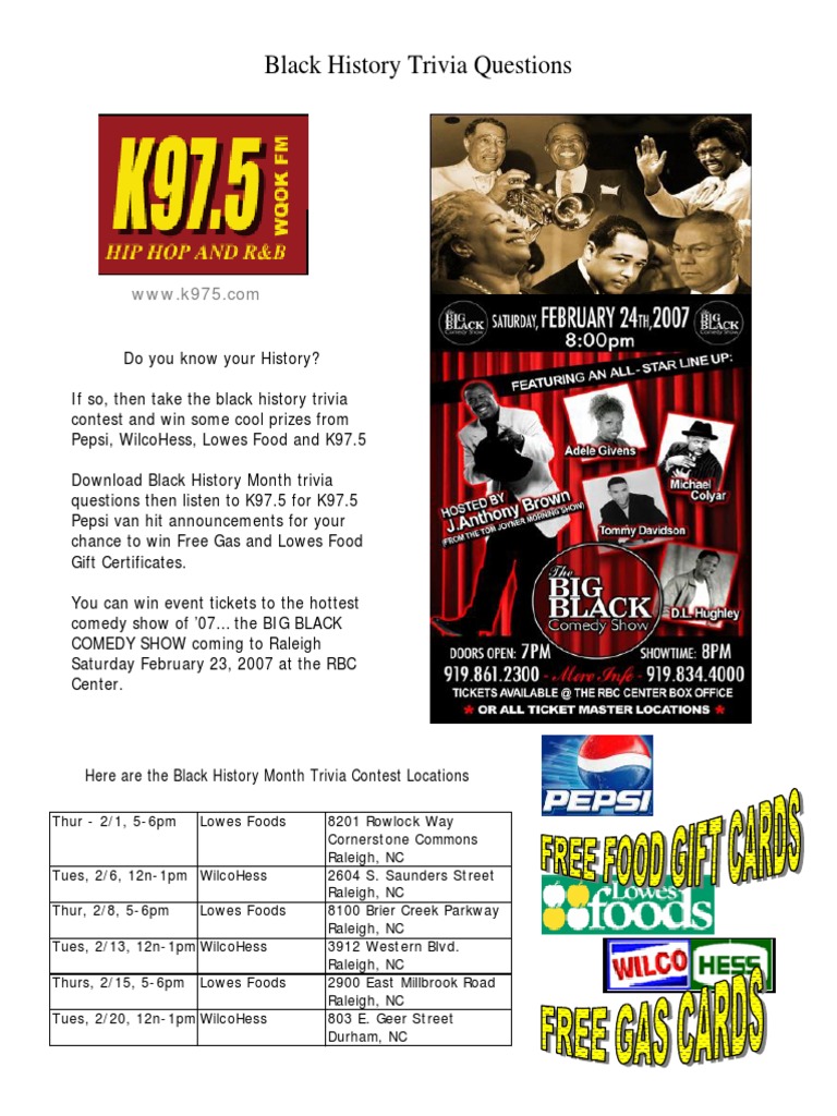 Black History Trivia Contest Guide | PDF | African American Civil ...