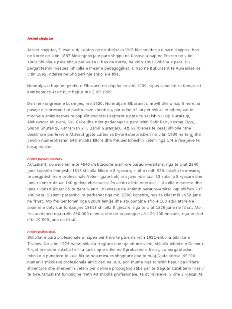 Arsimi Shqiptar | PDF