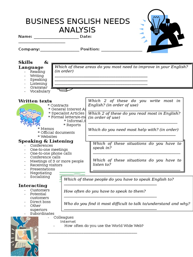 Business English Needs Assessment | PDF | Career & Growth | Business
