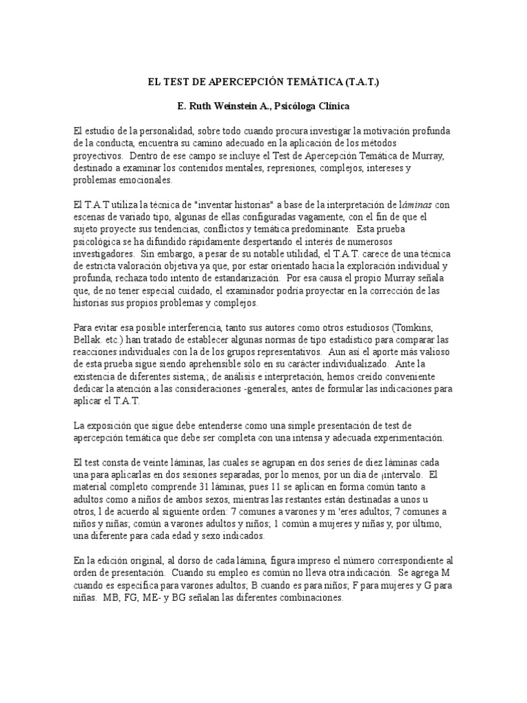 El Test de Apercepción Temática | PDF | Adultos | Sicología