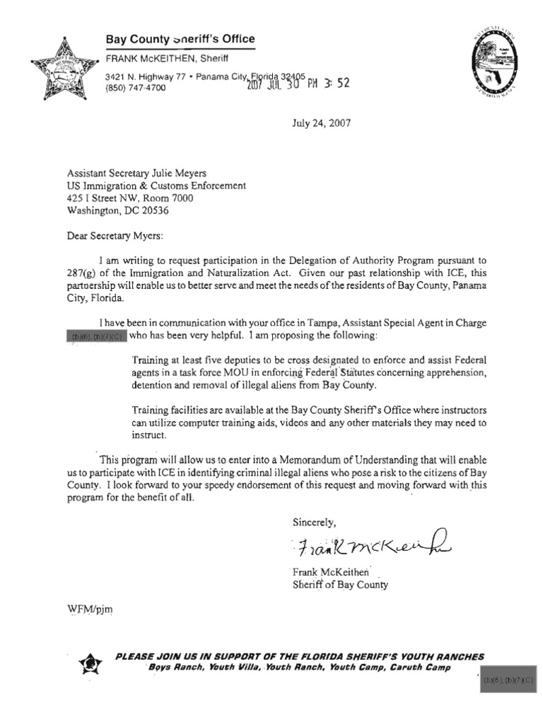 Bay County, Florida - 287 (G) FOIA Documents | PDF | U.S. Immigration ...