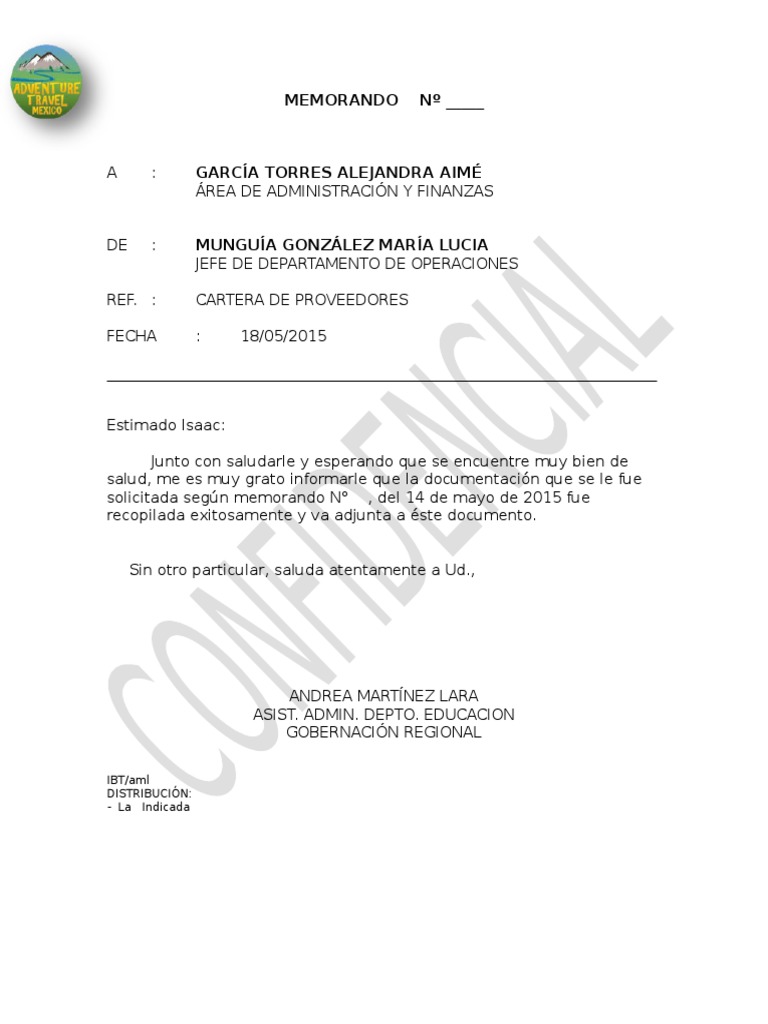 Formato de Memorando en Word | PDF