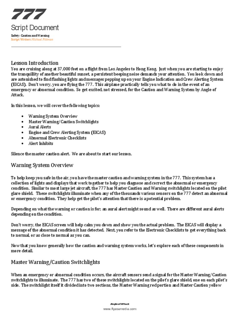 Script Document: Lesson Introduction | PDF | Takeoff | Cockpit