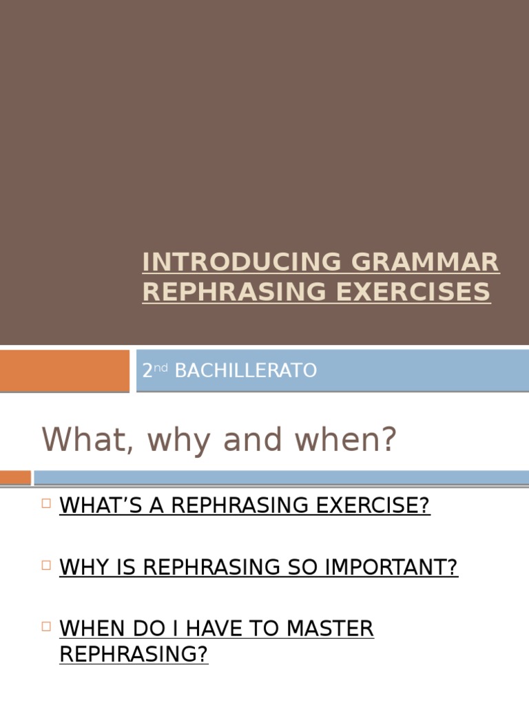 Introducing Grammar Rephrasing Exercises | PDF | Social Science ...
